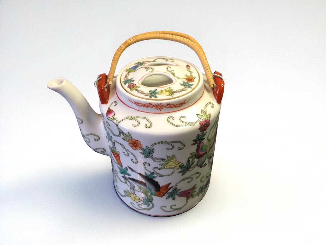Vintage Chinese Porcelain Canton Style Teapot, Decorated With ...