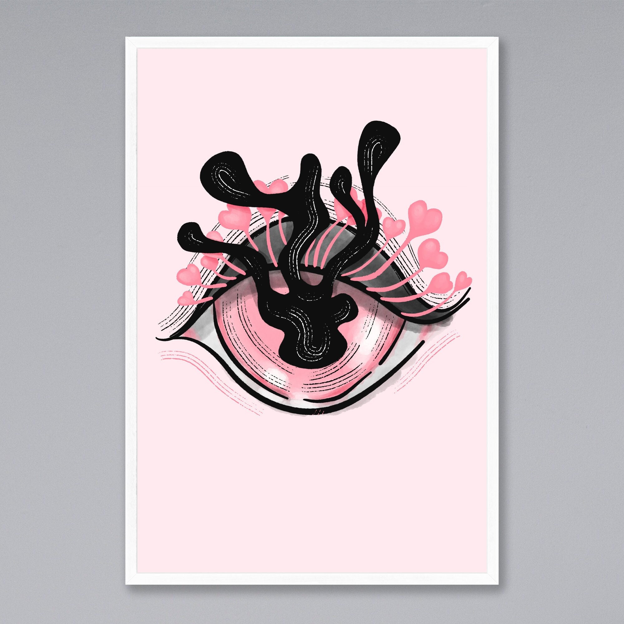 Creepy Cute Horror Wall Decor: Pastel Goth Stoner Poster With Pink Eye ...