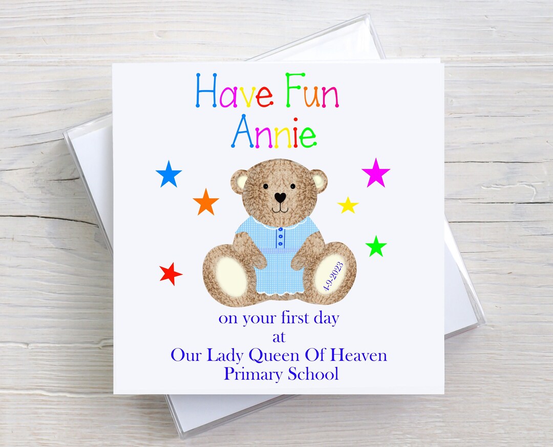 Personalised First Day of School Card Keepsake, Primary School Card ...