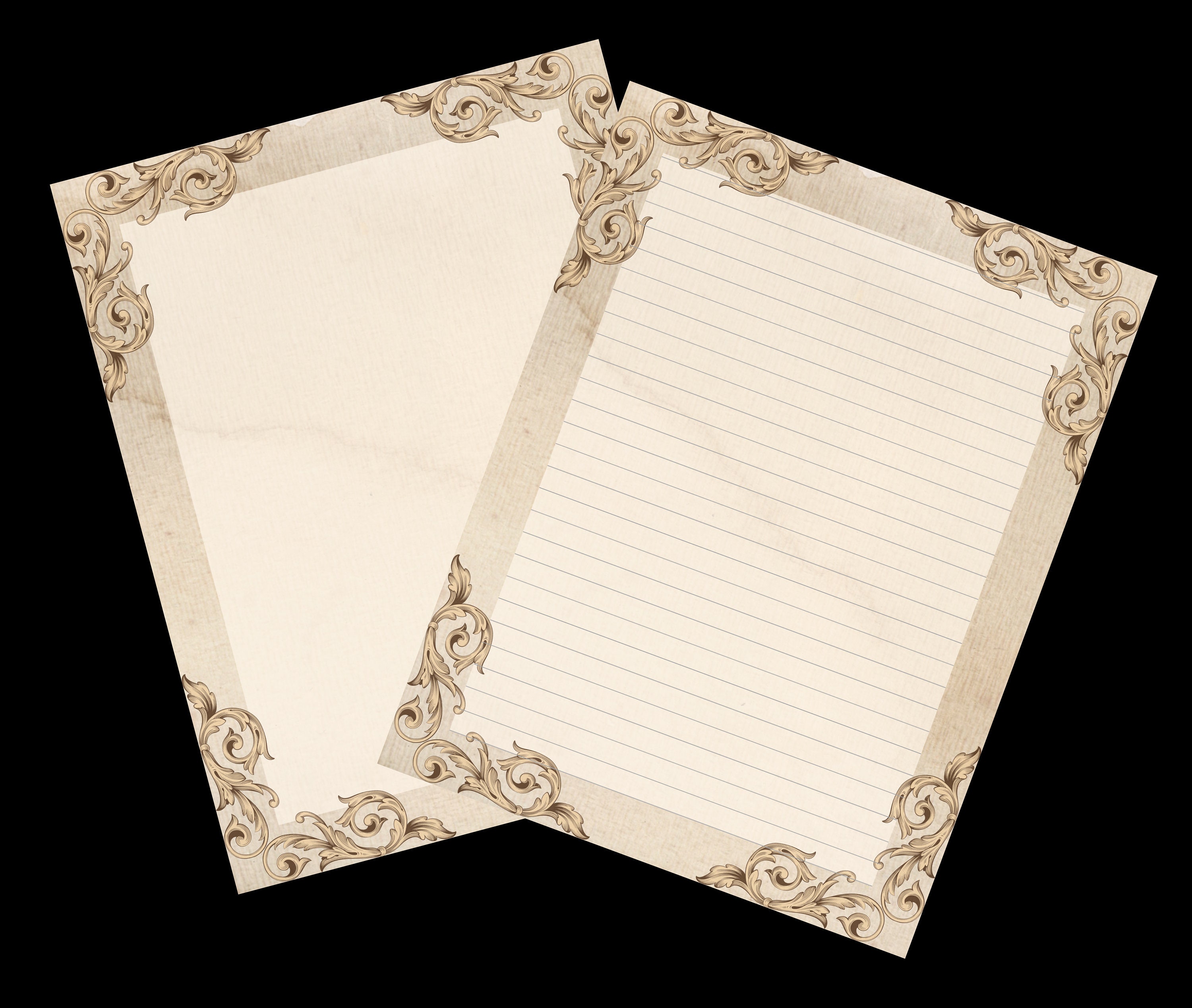 Vintage Printable Stationery, Digital Download, Lined Paper, Unlined ...