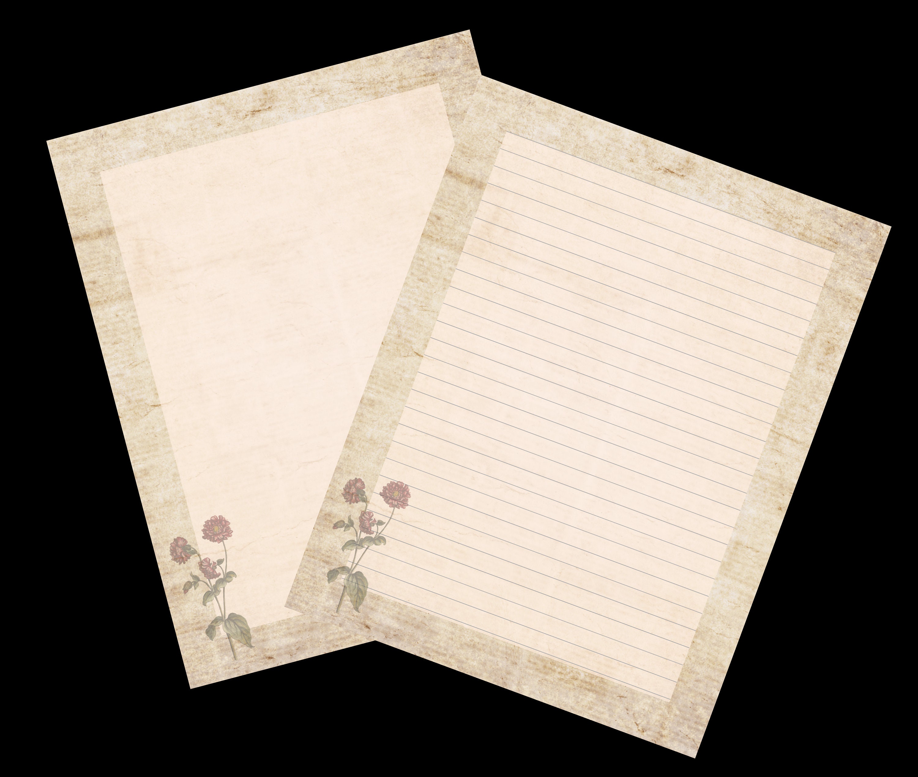 Vintage Printable Stationery, Digital Download, Lined Paper, Unlined ...