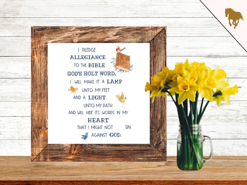 Bible Allegiance Art, Pledge of Allegiance Bible Art, Religious Wall ...