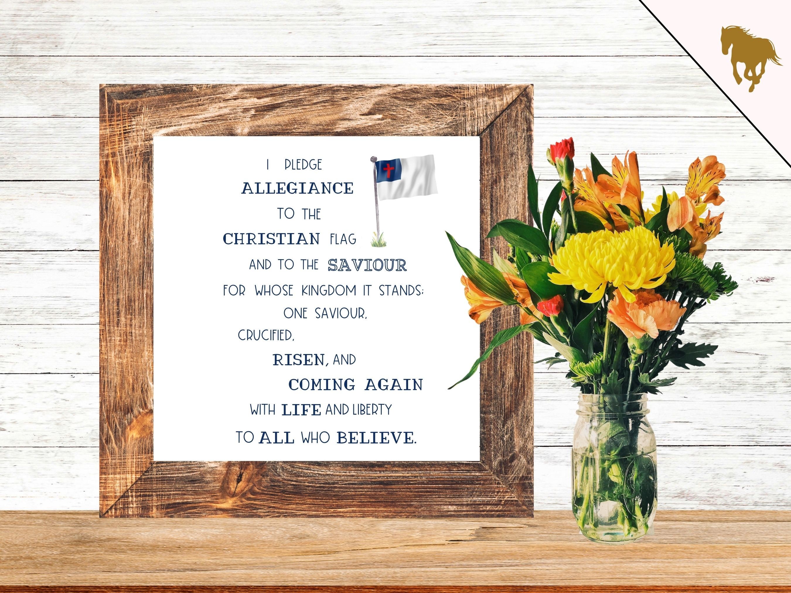 Pledge of Allegiance Christian Flag Wall Decor, Christian Flag Wall Art ...