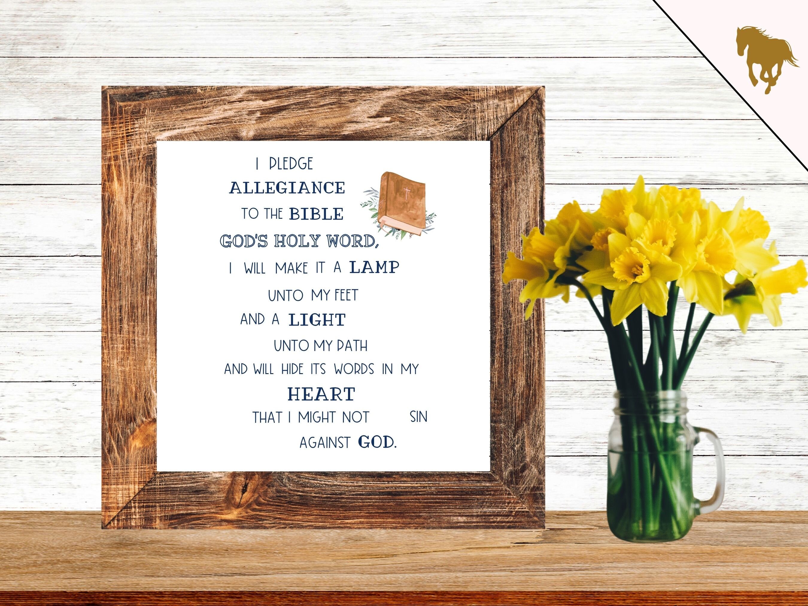 Bible Allegiance Art, Pledge of Allegiance Bible Art, Religious Wall ...