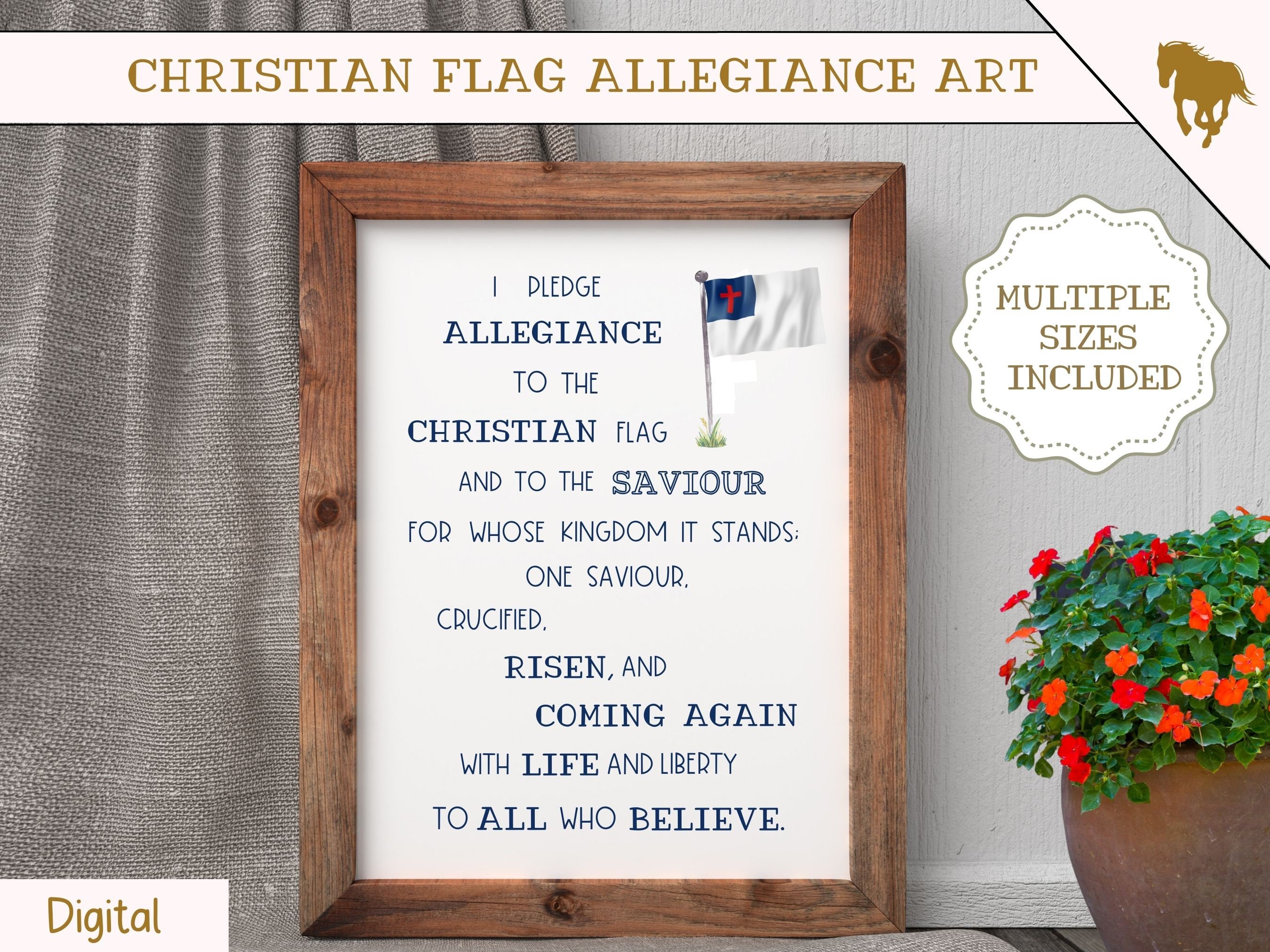 Pledge of Allegiance Christian Flag Wall Decor, Christian Flag Wall Art ...