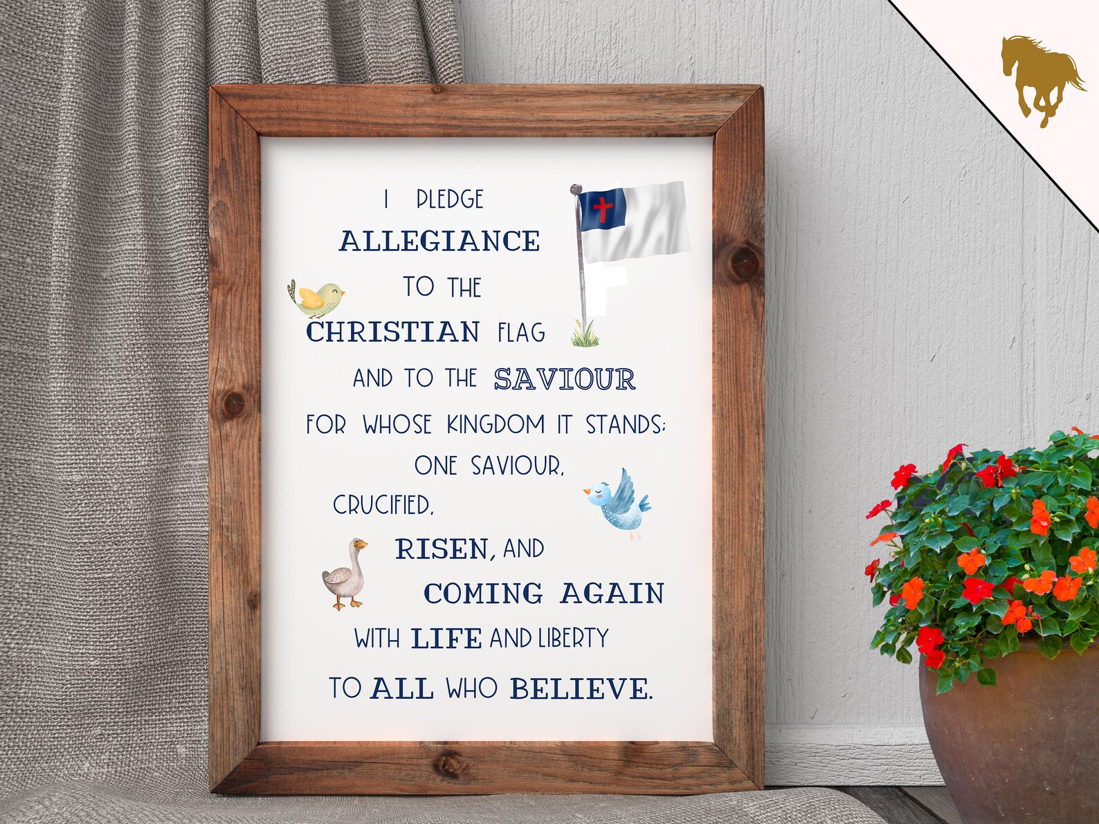 Pledge of Allegiance Christian Flag Wall Decor, Christian Flag Wall Art ...