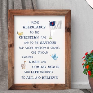 Pledge of Allegiance Christian Flag Wall Decor, Christian Flag Wall Art ...