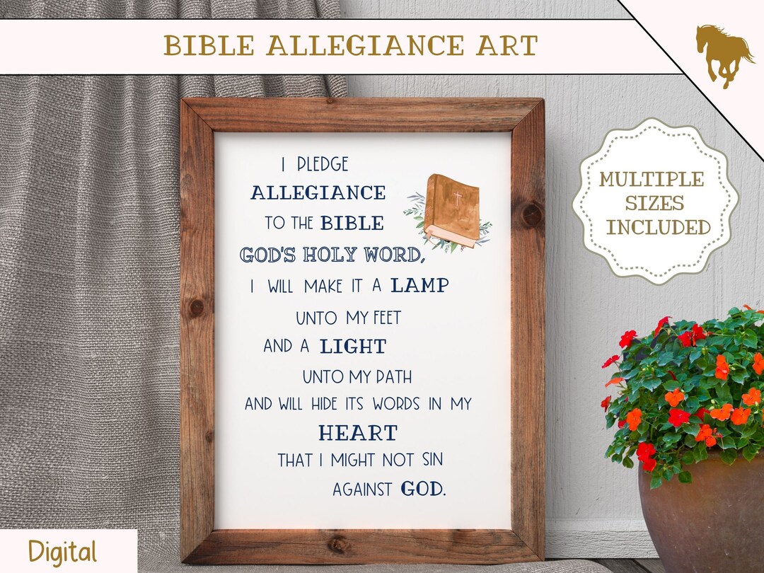 Bible Allegiance Art, Pledge of Allegiance Bible Art, Religious Wall ...
