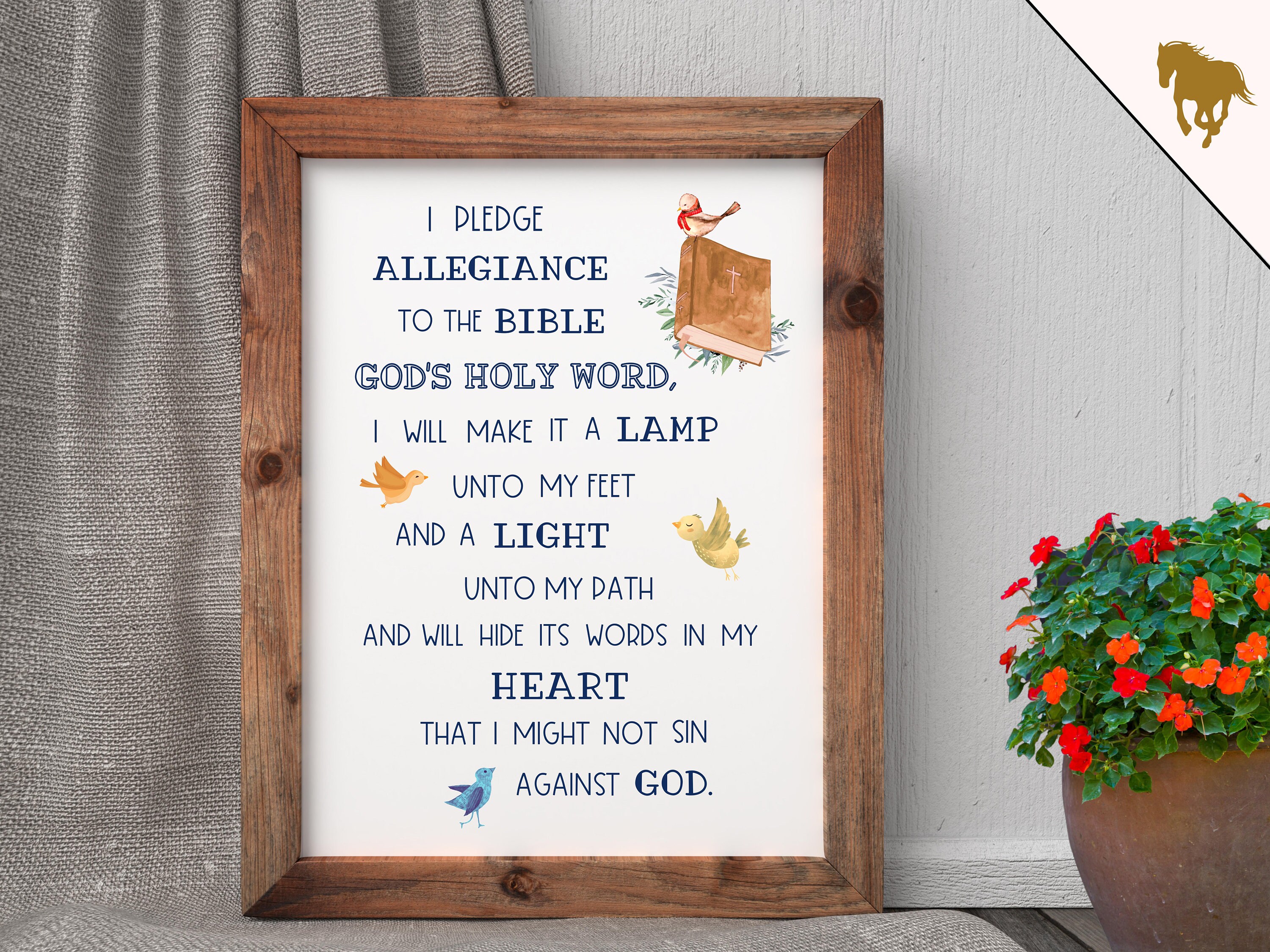 Bible Allegiance Art, Pledge of Allegiance Bible Art, Religious Wall ...