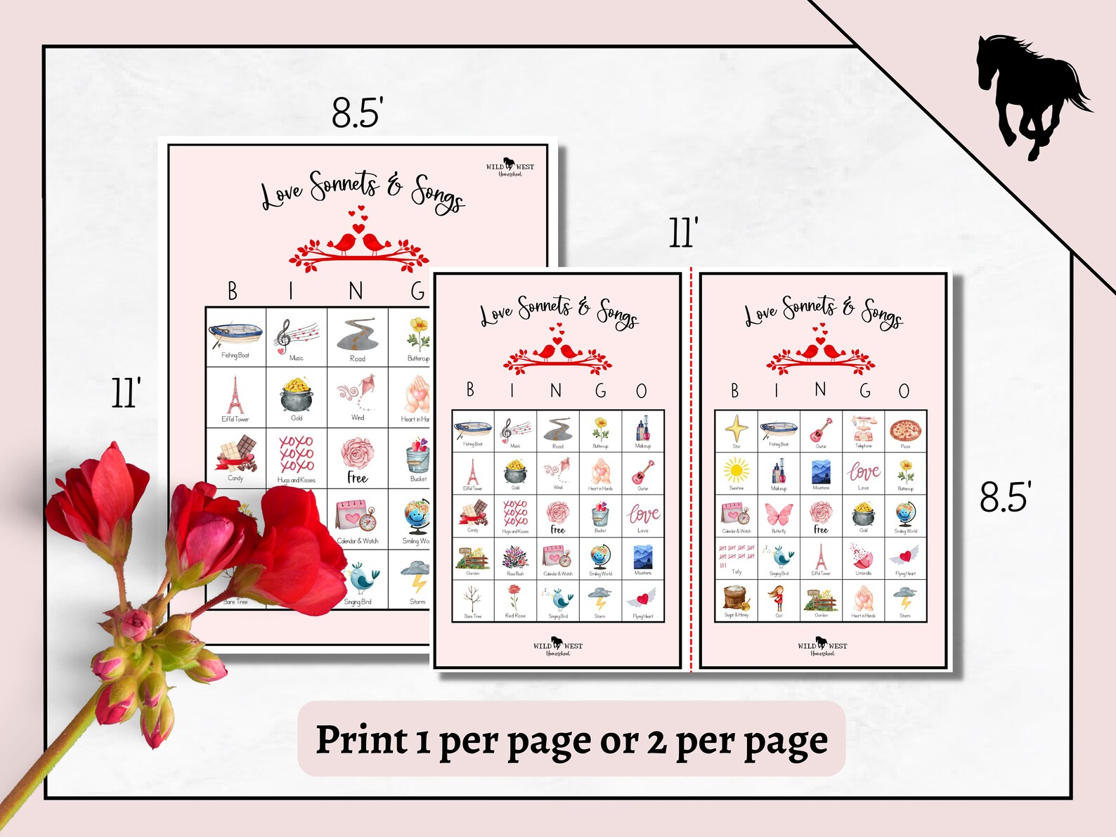 Love Sonnets and Songs Bingo, Valentine's Bingo, Engagement Bingo ...