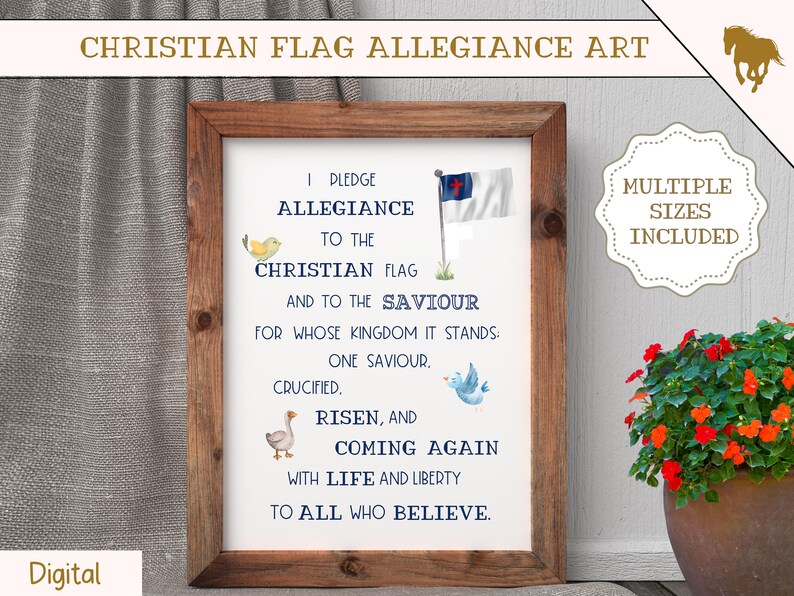 Pledge of Allegiance Christian Flag Wall Decor, Christian Flag Wall Art ...