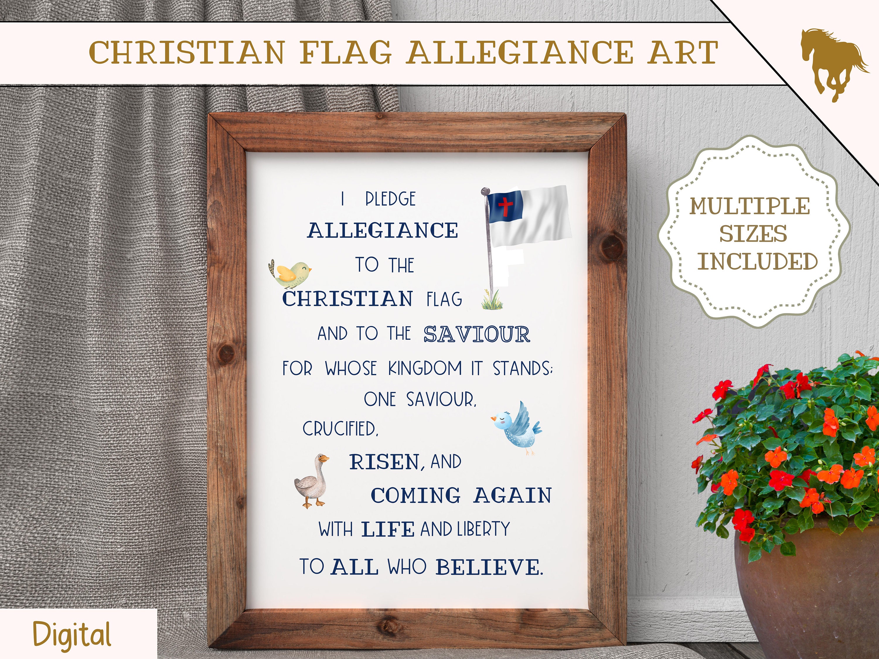 Pledge of Allegiance Christian Flag Wall Decor, Christian Flag Wall Art ...