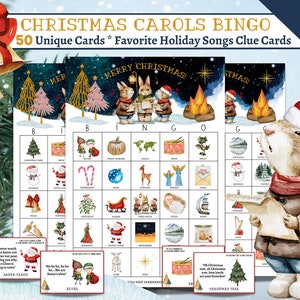 Christmas Carols Bingo, Christmas Music Bingo, Fun Christmas Bingo ...