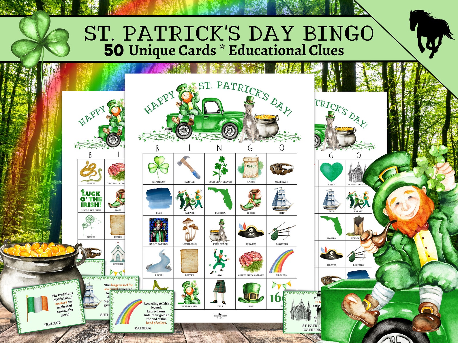 St. Patrick's Day Bingo, Educational Bingo, Printable Bingo, St ...