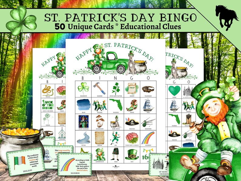 St. Patrick's Day Bingo, Educational Bingo, Printable Bingo, St ...