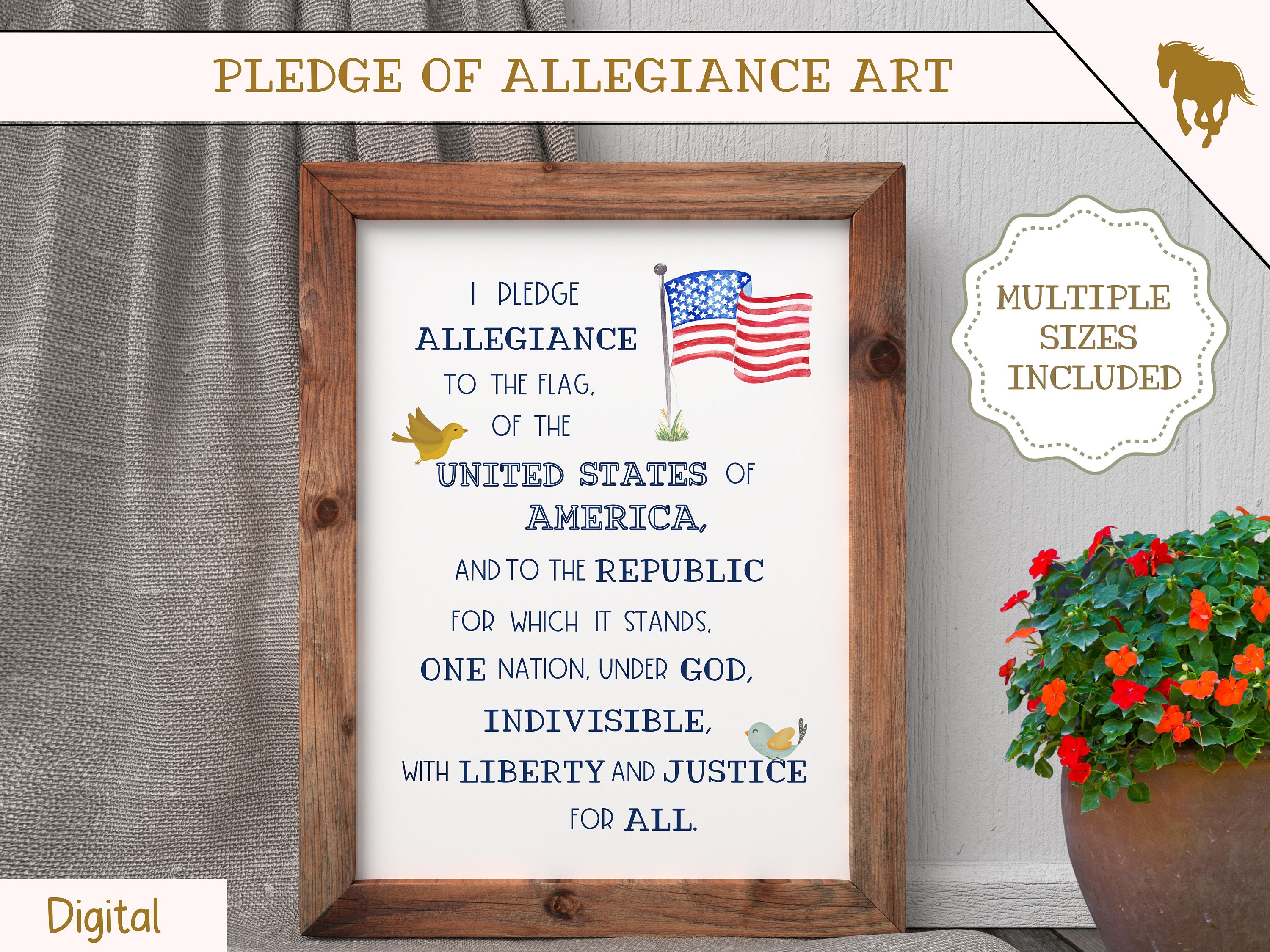 Pledge of Allegiance Wall Art, Homeschool Wall Art, Homeschool Wall ...
