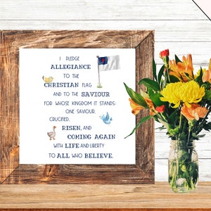 Pledge of Allegiance Christian Flag Wall Decor, Christian Flag Wall Art ...