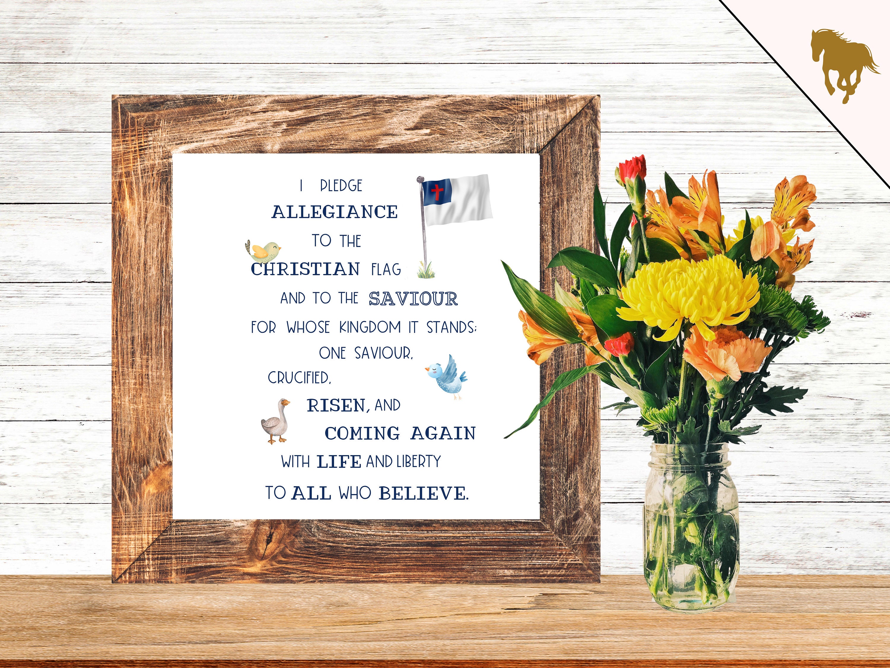 Pledge of Allegiance Christian Flag Wall Decor, Christian Flag Wall Art ...