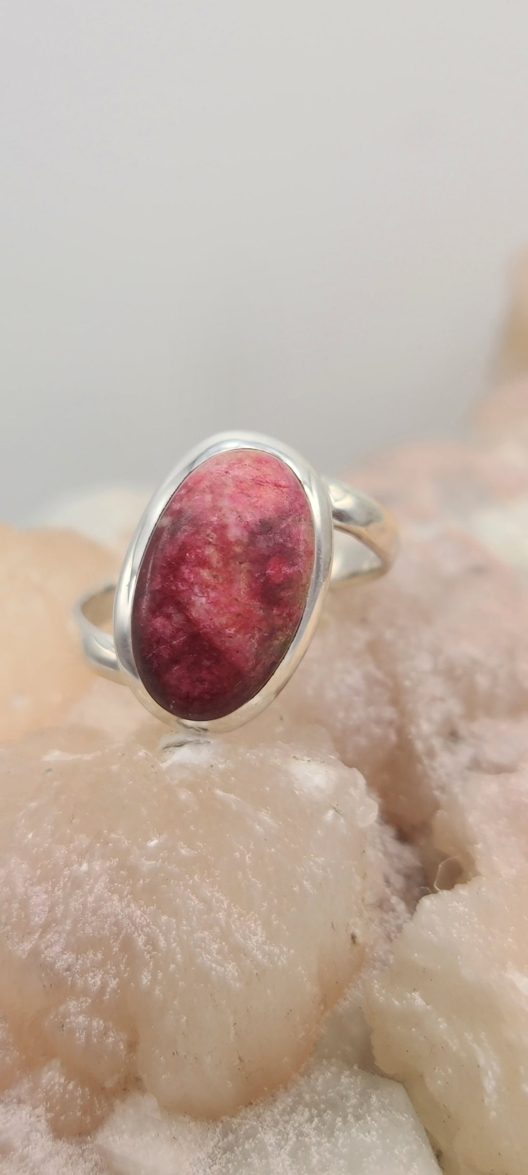 Pink Thulite Ring. Size 7.5. Sterling Silver - Etsy