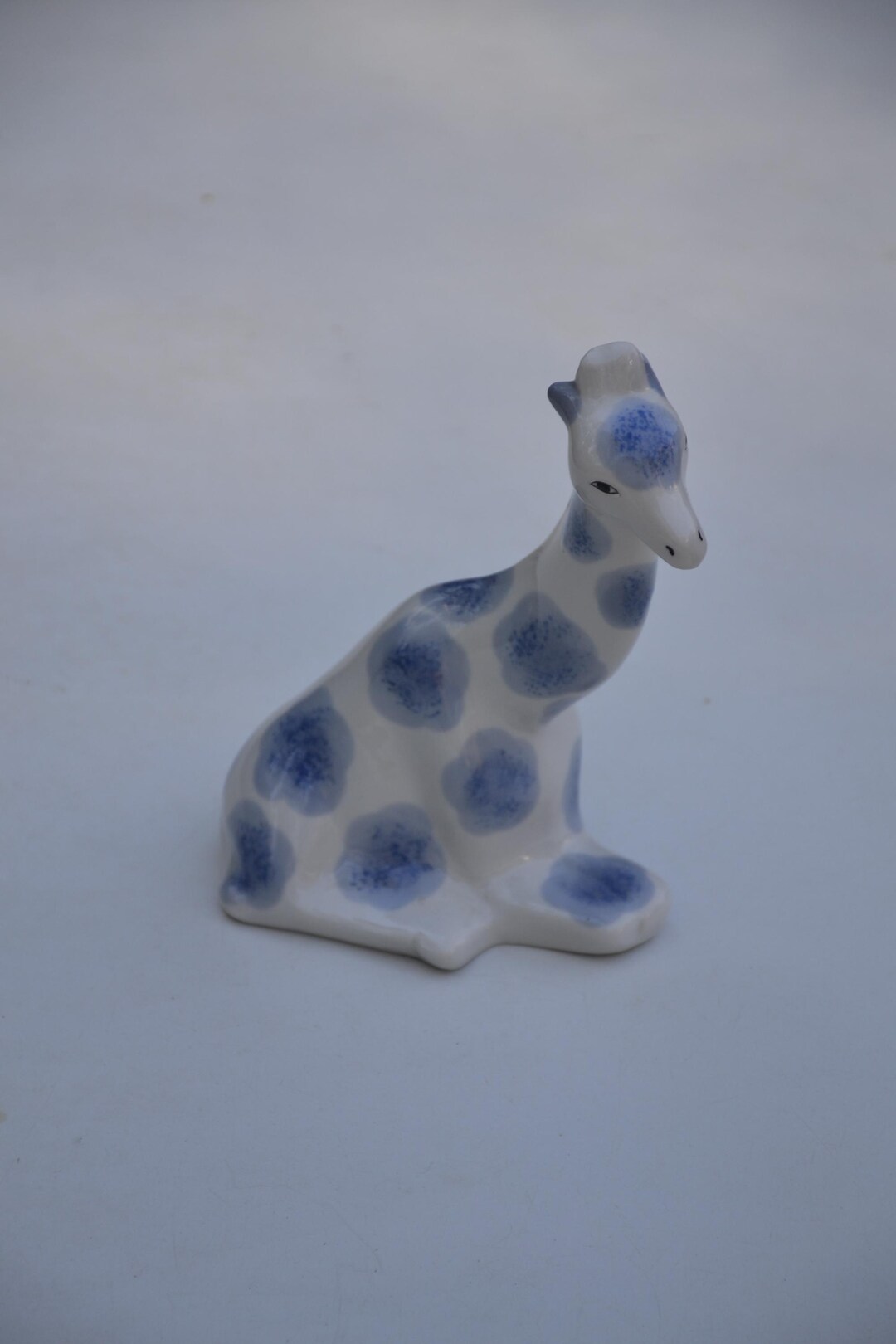 Vintage Delft Style Giraffe Figurine – Hand Painted Porcelain Animal ...