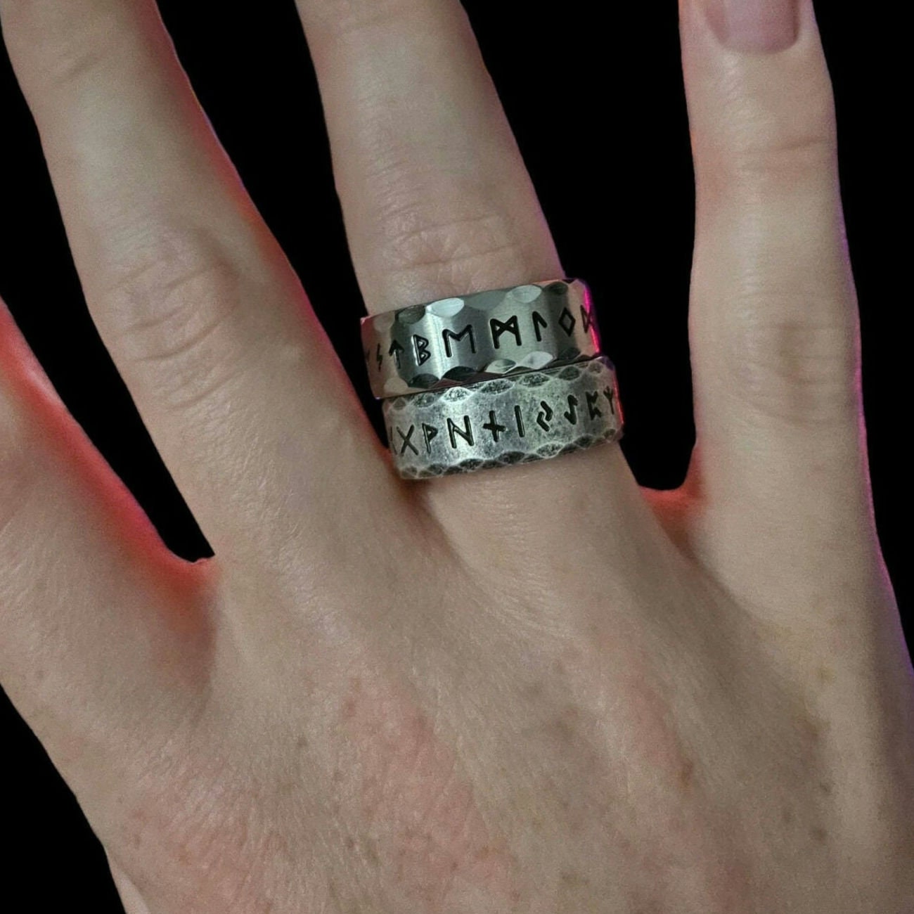 Forged Ring With Viking Runes Nordic Gift for Him Valentines Gift ...