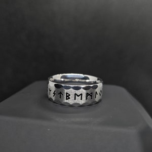 Forged Ring With Viking Runes Nordic Gift for Him Valentines Gift ...