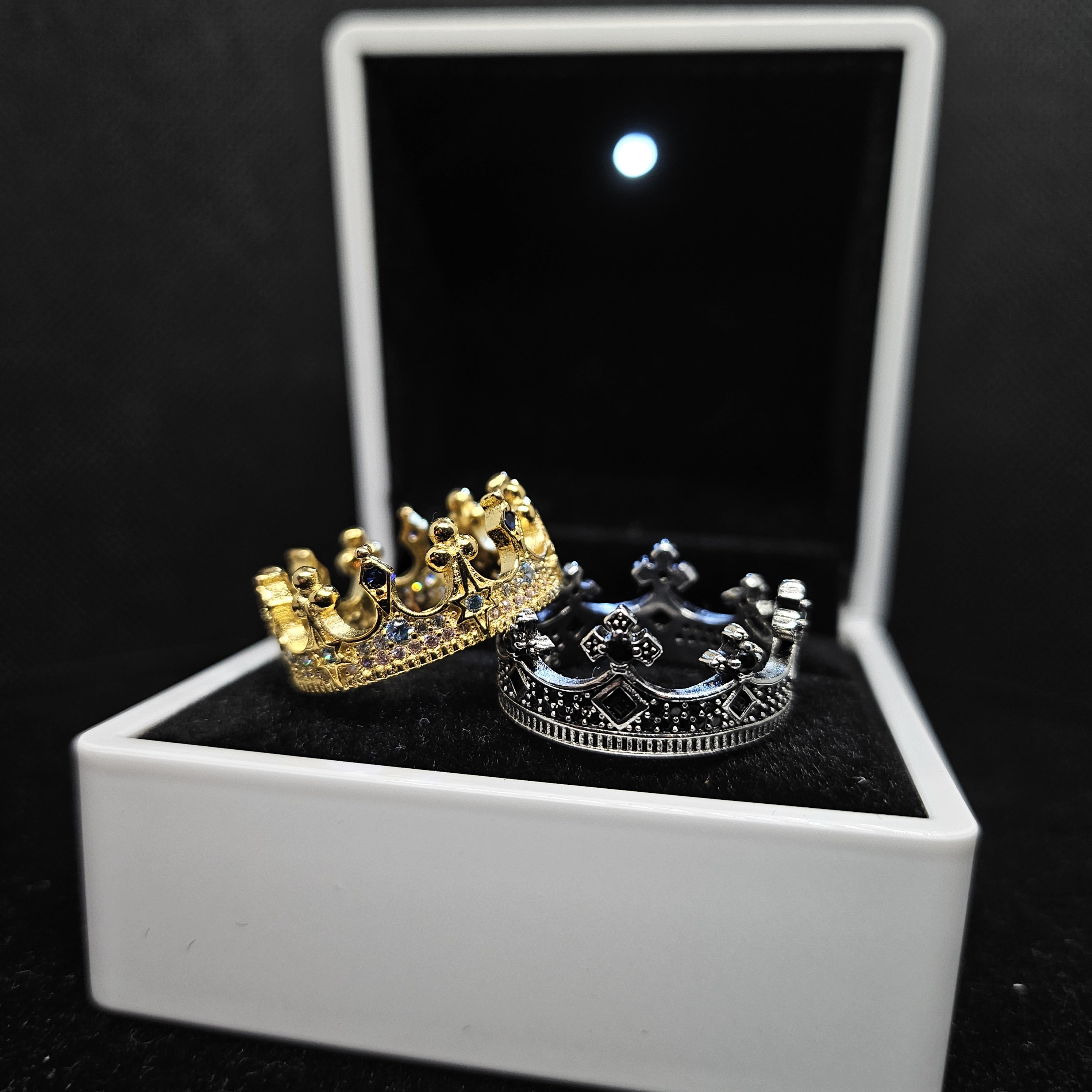 Crown Ring 925 Sterling Silver for King and Queen in Gold and Silver ...