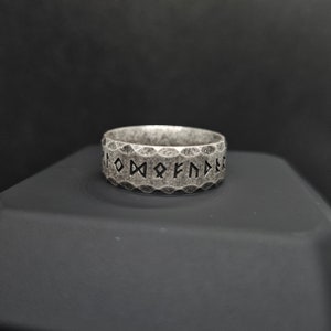 Forged Ring With Viking Runes Nordic Gift for Him Valentines Gift ...