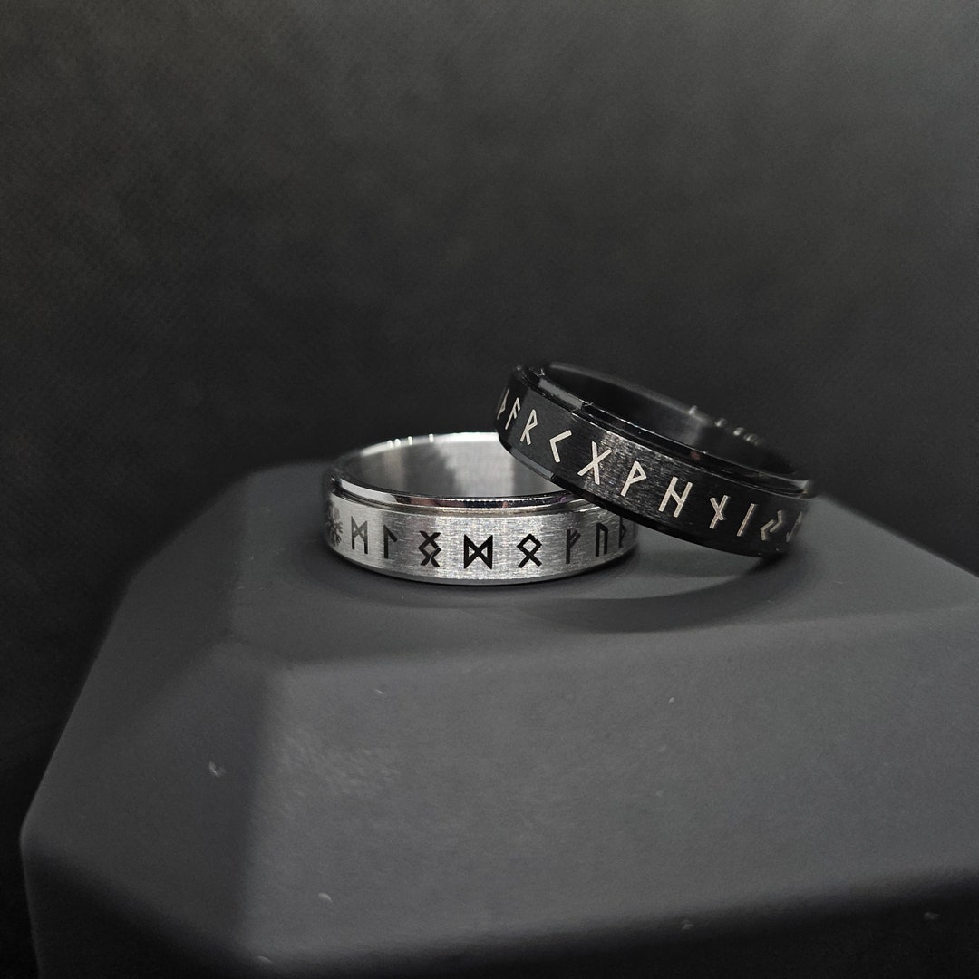 Spinning Ring Viking Runes Fidget Ring for Anxiety and Bored Gift for ...