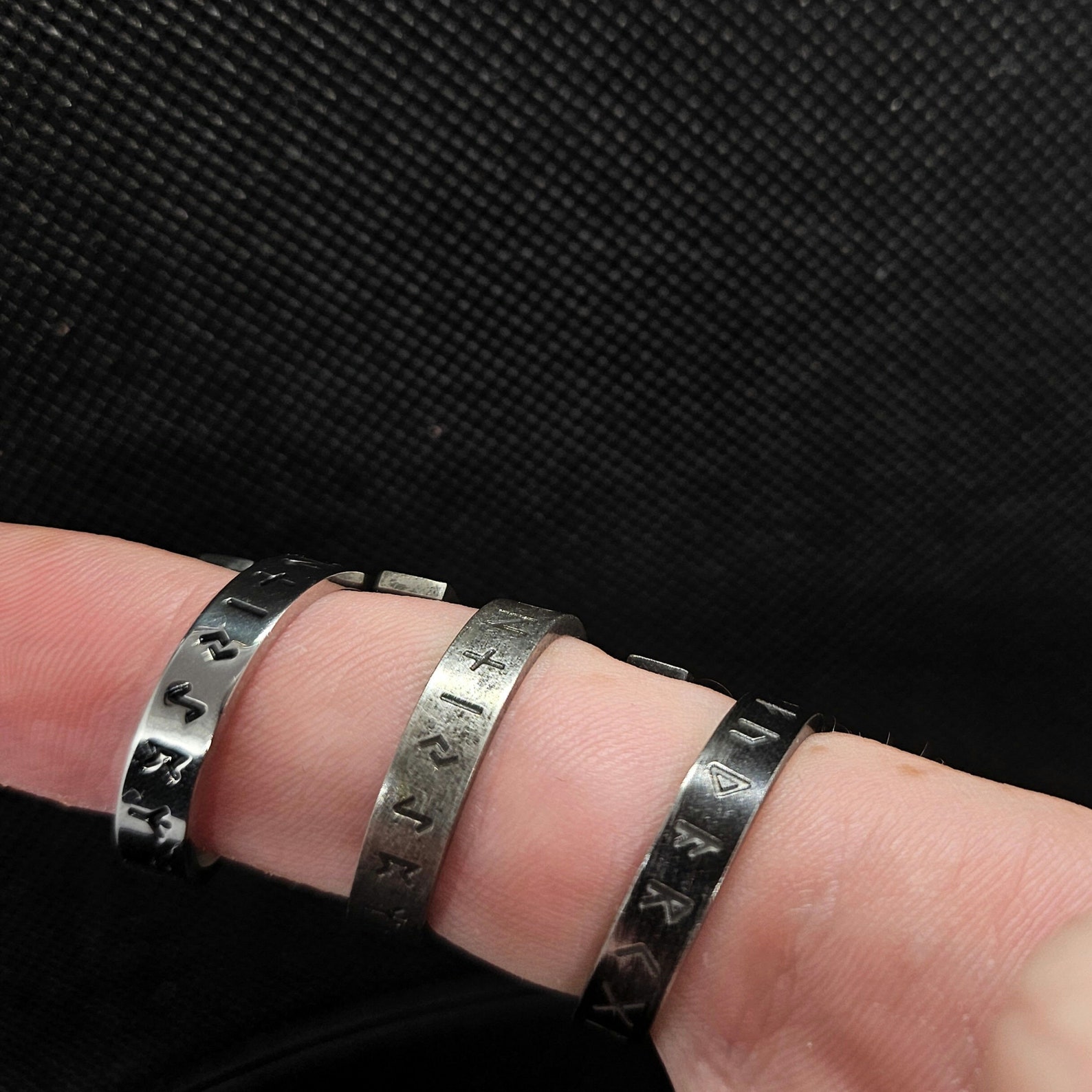 Double Line Ring With Viking Runes Nordic Gift for Him Gift for Her ...