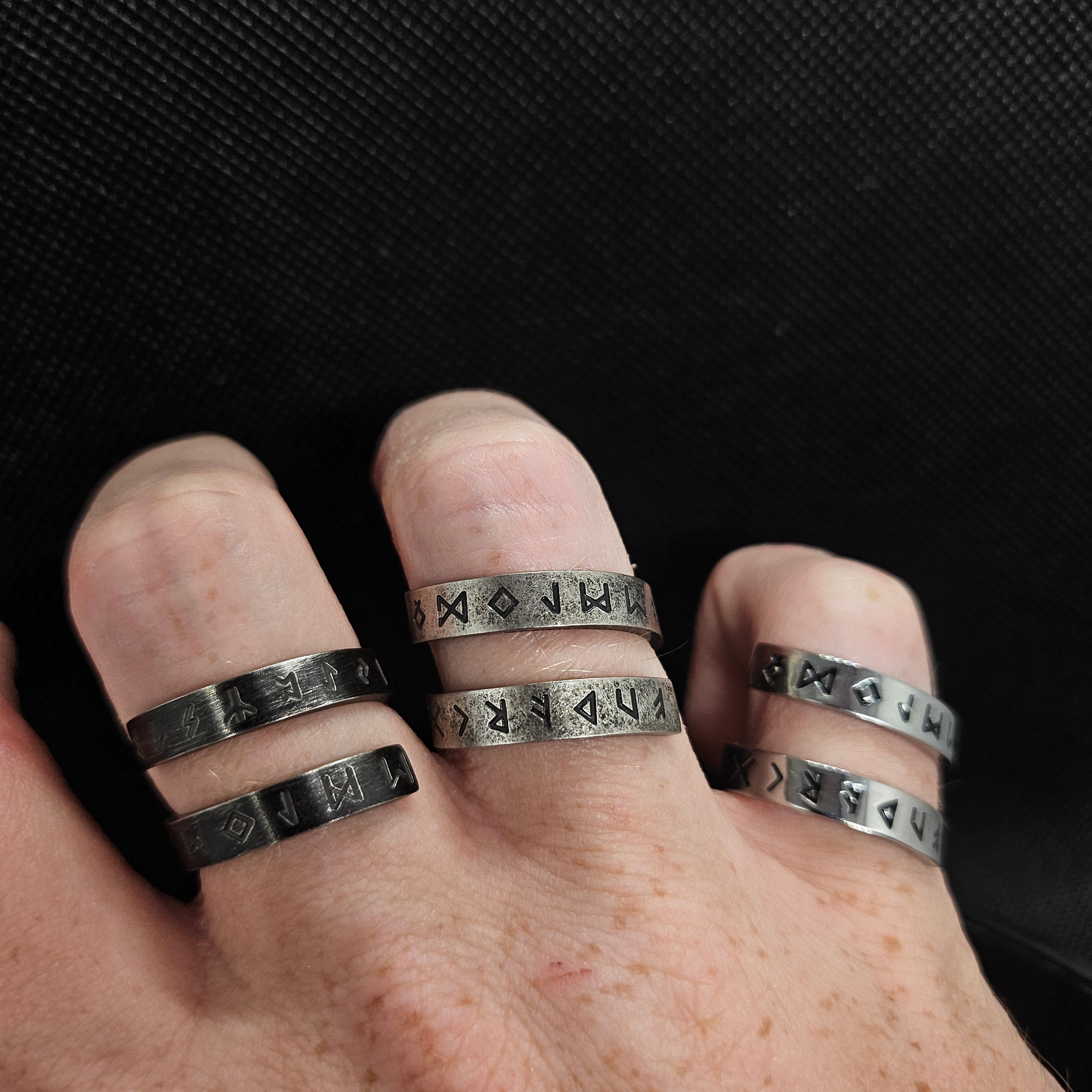 Double Line Ring With Viking Runes Nordic Gift for Him Gift for Her ...