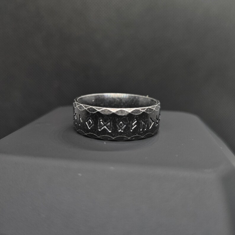 Forged Ring With Viking Runes Nordic Gift for Him Valentines Gift ...