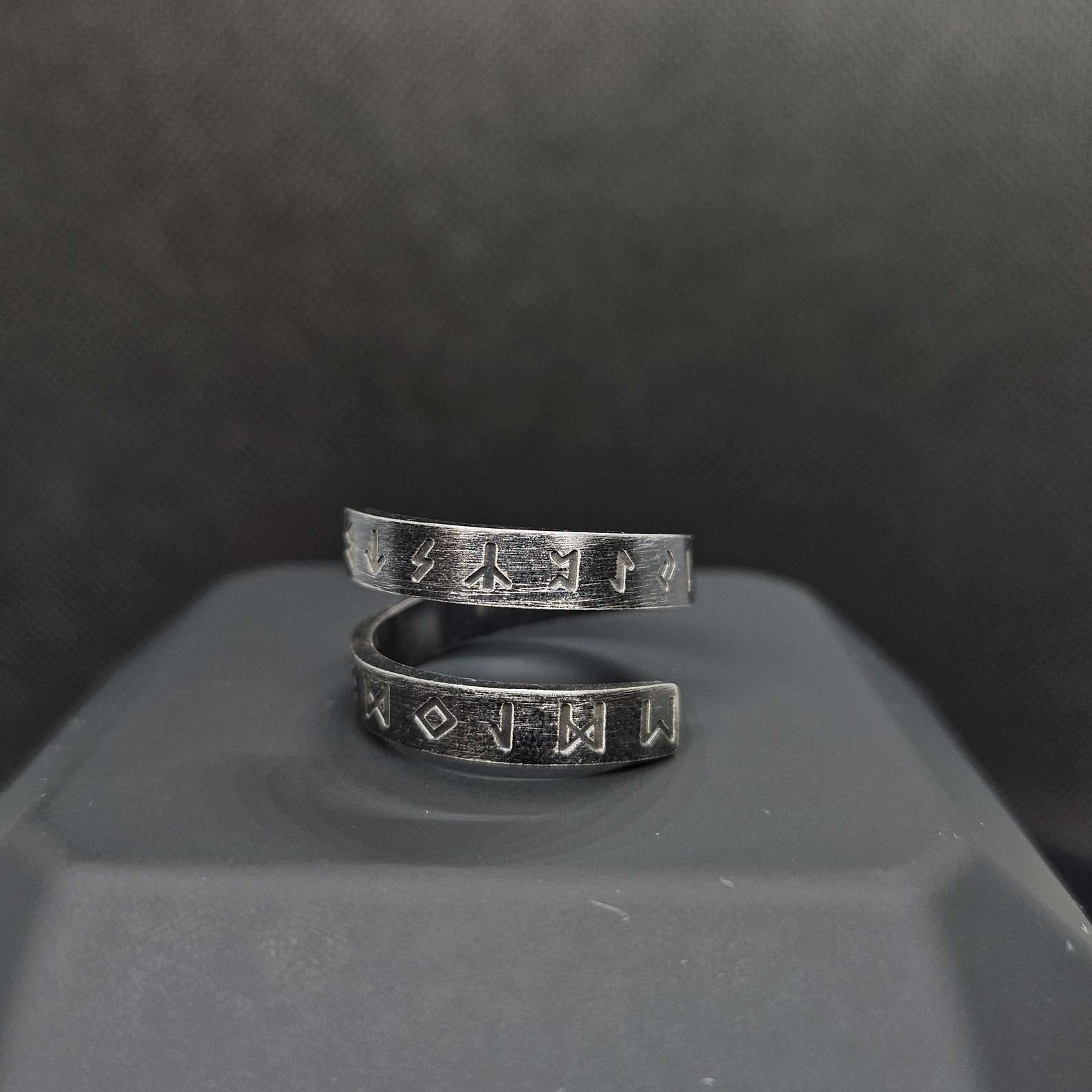 Double Line Ring With Viking Runes Nordic Gift for Him Gift for Her ...