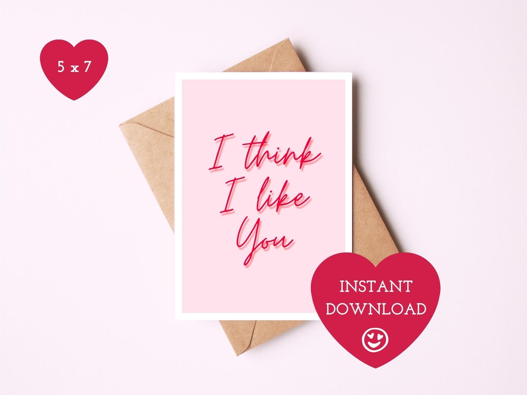 Printable Valentine's Day Card, Instant Download, Digital Card, I Think ...