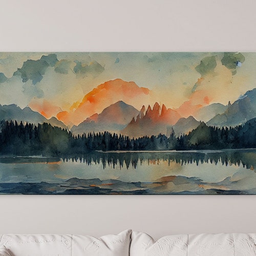 Watercolor Painting of a Forest Fire Canvas Print Landscape - Etsy
