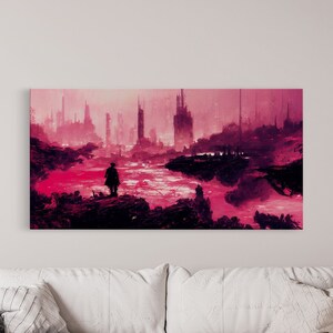 Surreal Dystopian Cyberpunk Art, Ready to Hang Canvas Print, Framed Art ...