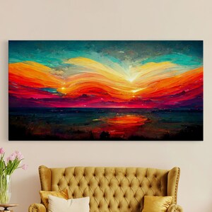 Beautiful Sunset Canvas Print Canvas Art Ink Painting Style - Etsy