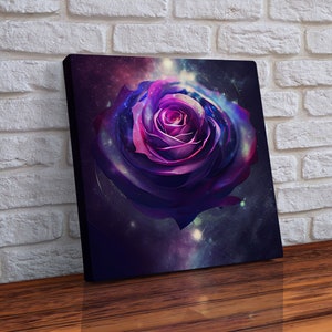 Space Rose, Flower Galaxy, Cool Space Art, Framed Canvas Print, Framed ...