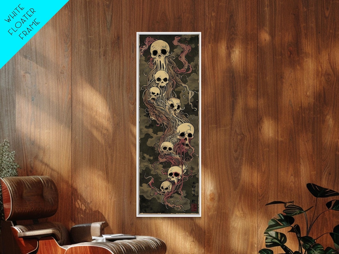 Hauntingly Beautiful Floating Skulls on Tall Vertical Canvas Print ...