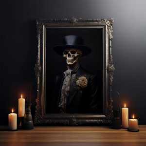 The Dapper Skeleton, Spooky Halloween Wall Art, Canvas Print, Framed ...