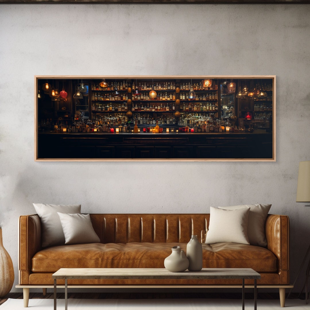 Panoramic Bar Wall Art, Vintage 19th Century Bar Wall Art, Framed ...