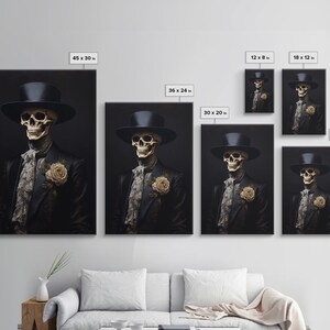 The Dapper Skeleton, Spooky Halloween Wall Art, Canvas Print, Framed ...