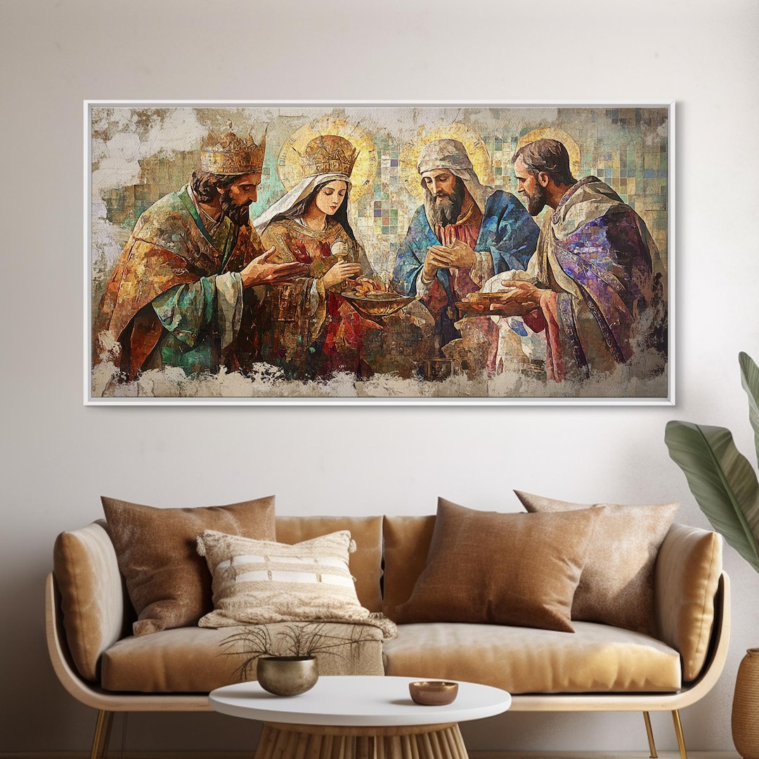 Adoration of the Magi Epiphany Scene Pop Art Christian Framed Canvas ...