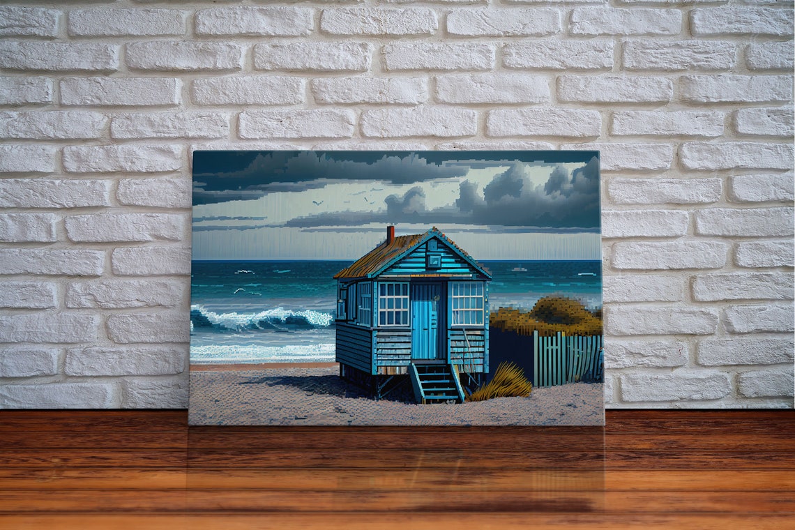 Sea Side Shack Pixel Art New England Style Beach Art Framed - Etsy