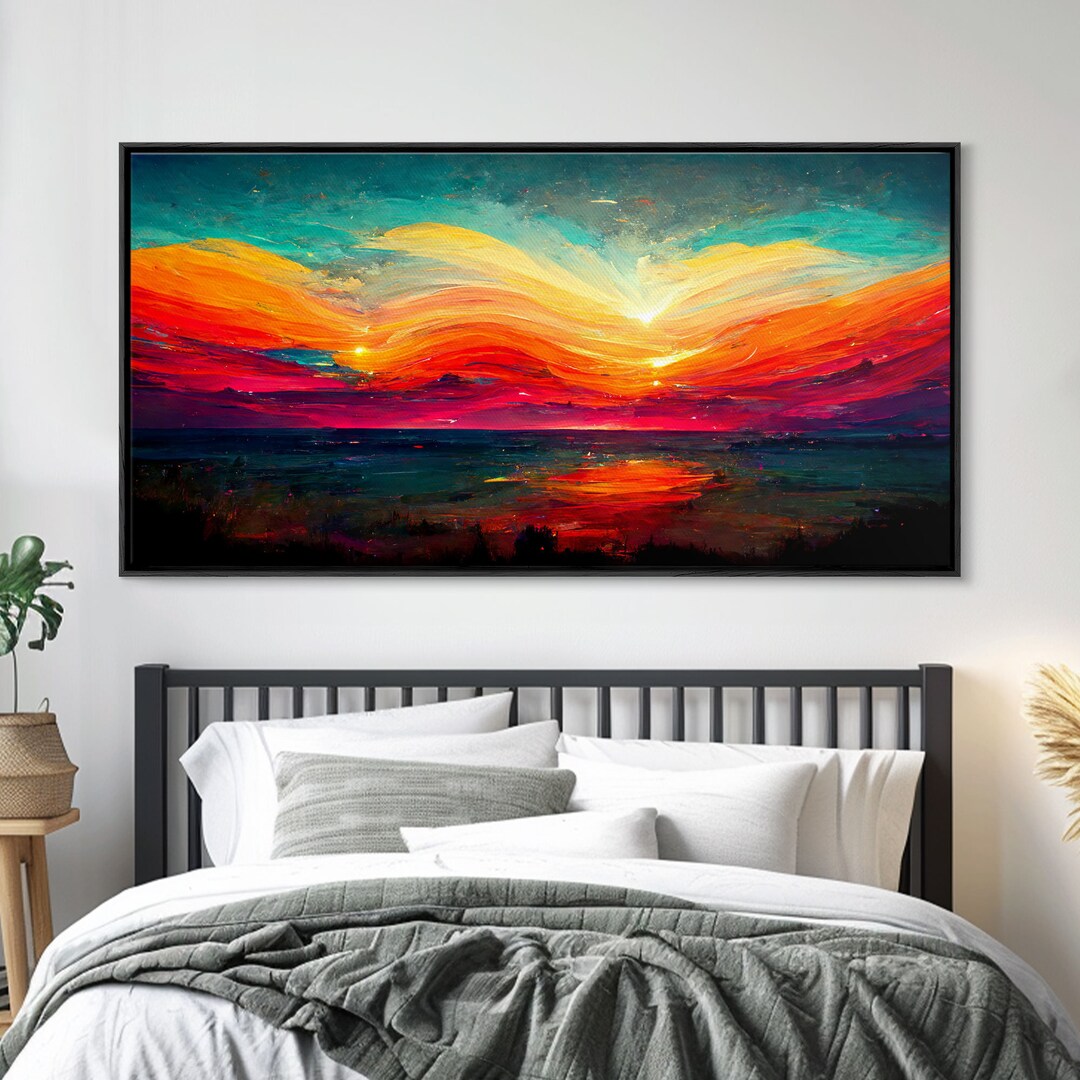 Beautiful Sunset Canvas Print, Canvas Art, Ink Painting Style, Abstract ...