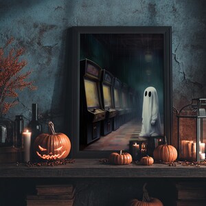 Ghost in an Abandoned Arcade, Nostalgia Canvas, Art Canvas Print, Dark ...