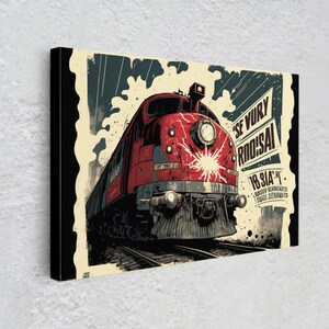 Fictional Soviet Propaganda Train Poster, Framed Canvas Print, Large ...