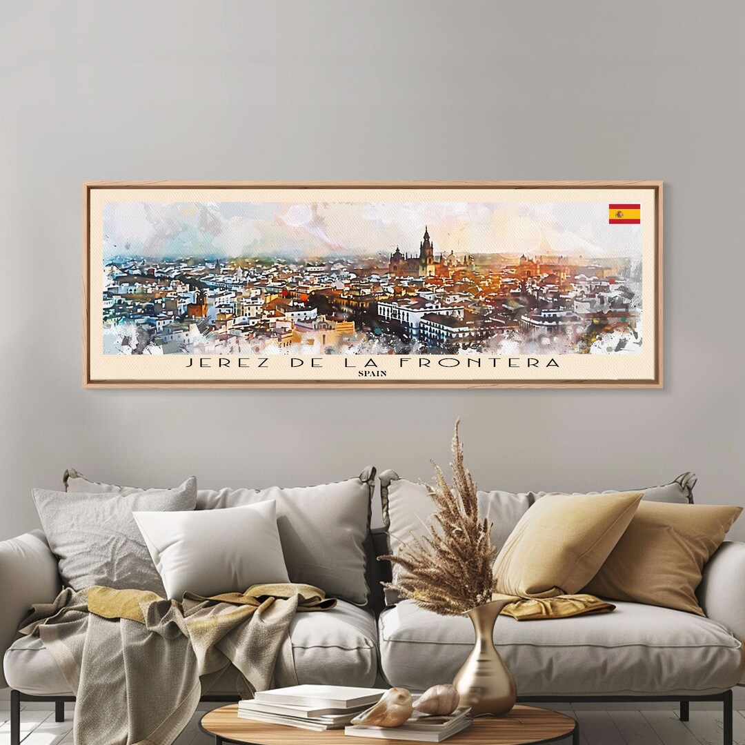 Jerez De La Frontera Spain Panoramic Travel Poster, Framed Canvas Print ...