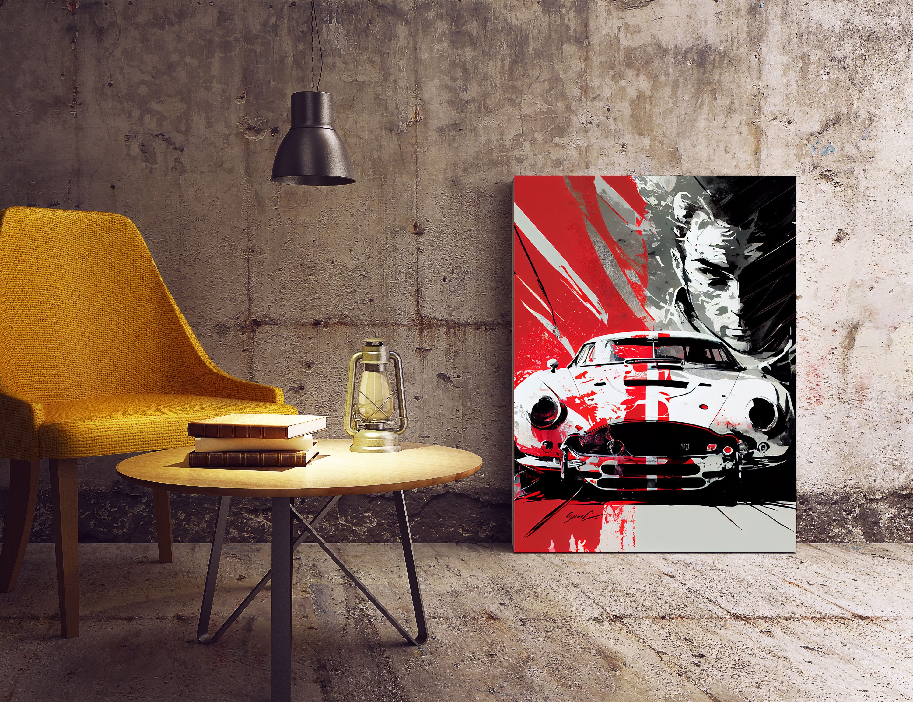Vintage Race Car Red and White Splatter Paint Supercar Art - Etsy