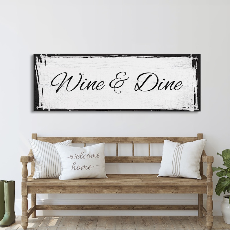 Kitchen Canvas Sign Wine and Dine Sign for Kitchen Kitchen | Etsy